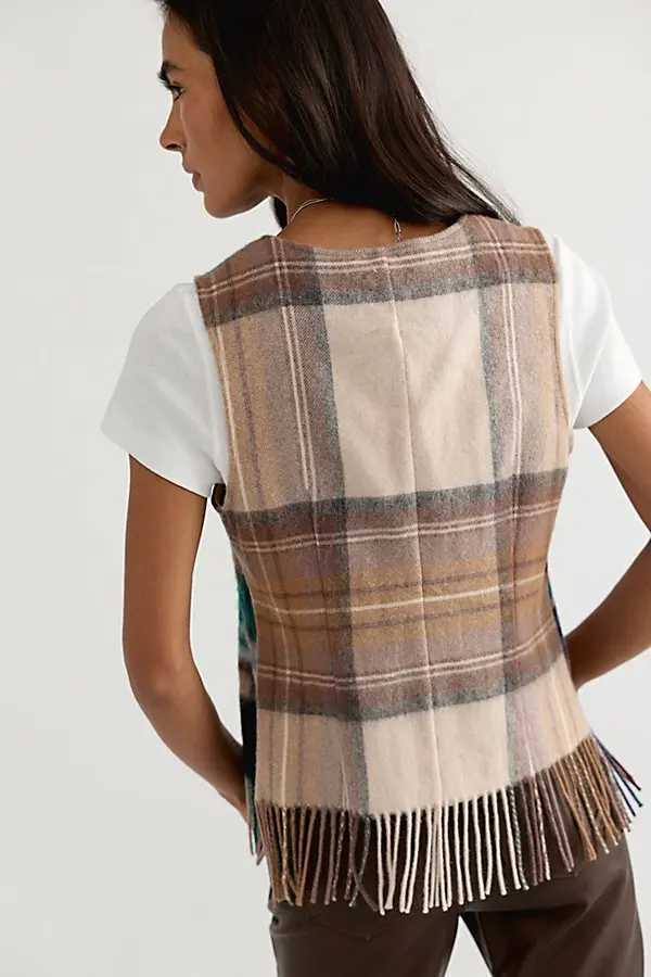 Celiab Plaid Wool Vest