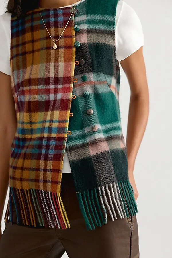 Celiab Plaid Wool Vest