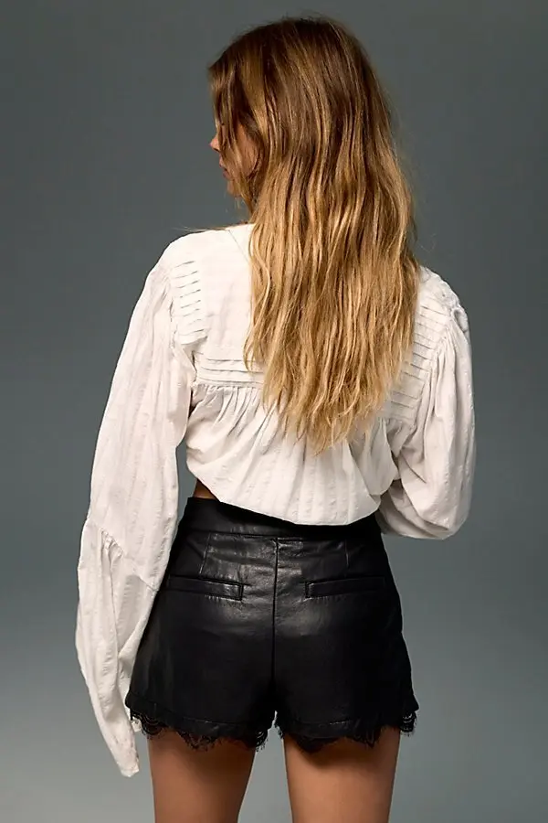 Free People After Dark Vegan Leather Shorts - Black