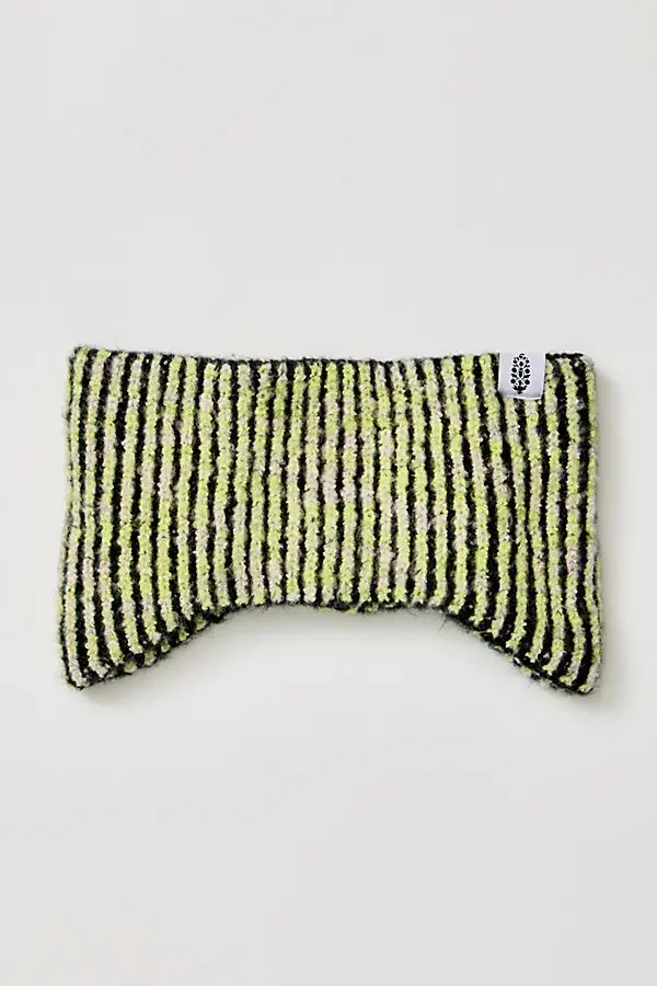 Free People Spacedye Ribbed Ear Warmers - Black Lime