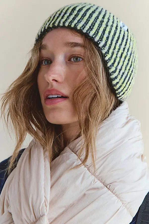 Free People Spacedye Ribbed Ear Warmers - Black Lime