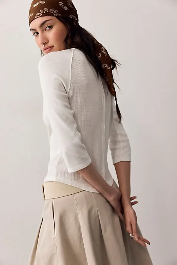 Free People We The Free Easy Does It Three-quarter Sleeve Top - Clean Ivory