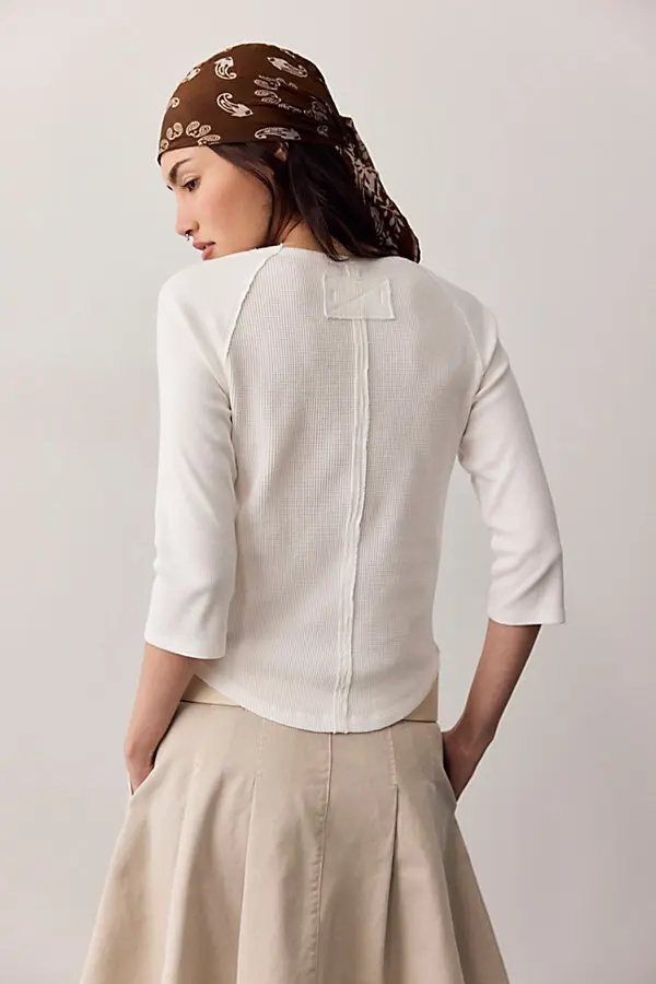 Free People We The Free Easy Does It Three-quarter Sleeve Top - Clean Ivory