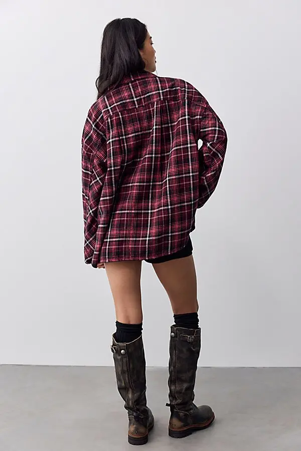 Free People We The Free Elisson Plaid Top - Black Combo