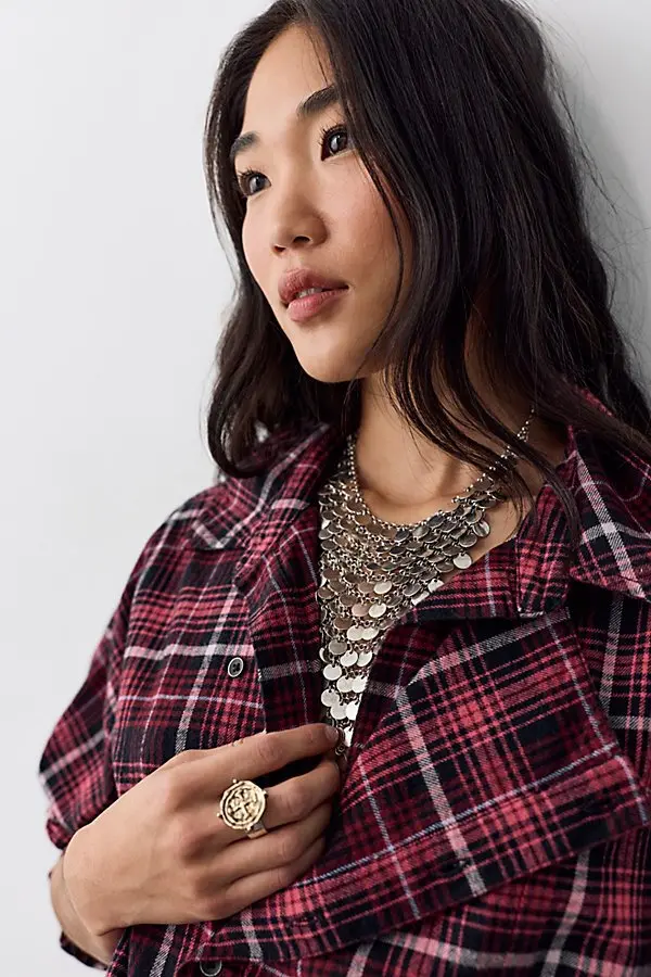 Free People We The Free Elisson Plaid Top - Black Combo