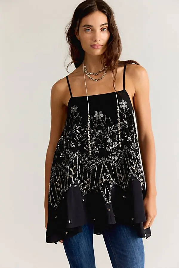 Free People Moonflower Embroidered Top