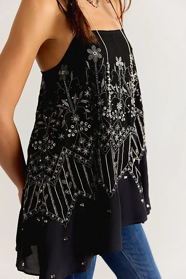Free People Moonflower Embroidered Top
