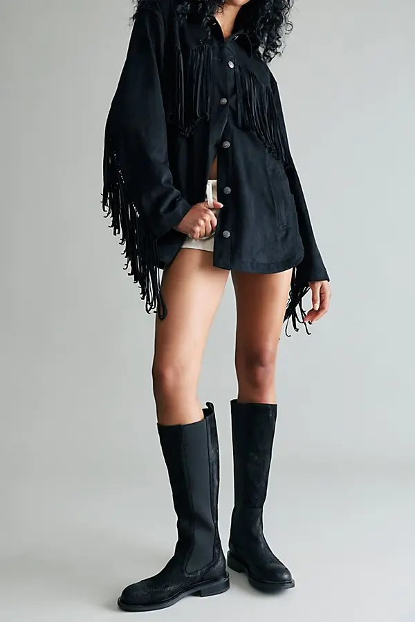Free People Cece Tall Chelsea Boots - Black Rustic