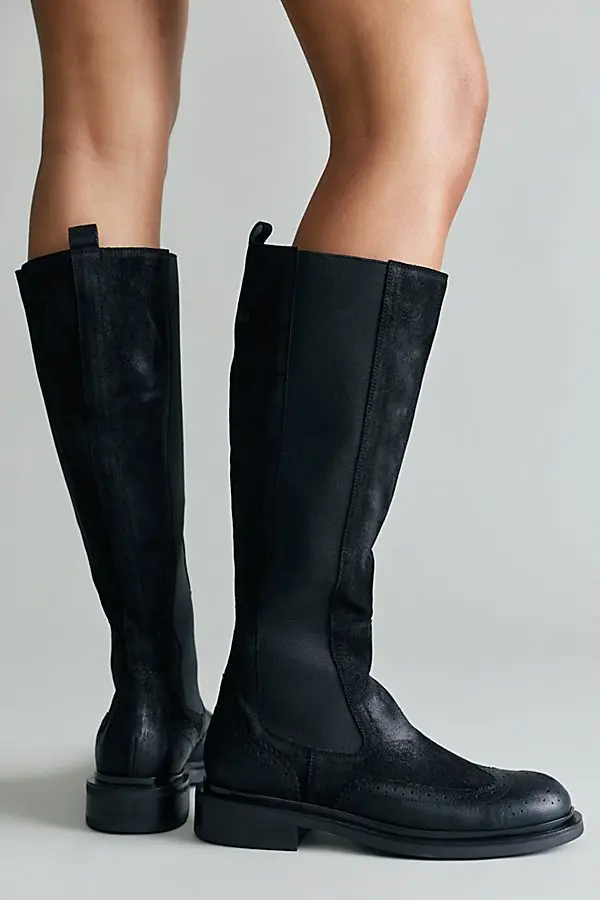 Free People Cece Tall Chelsea Boots - Black Rustic