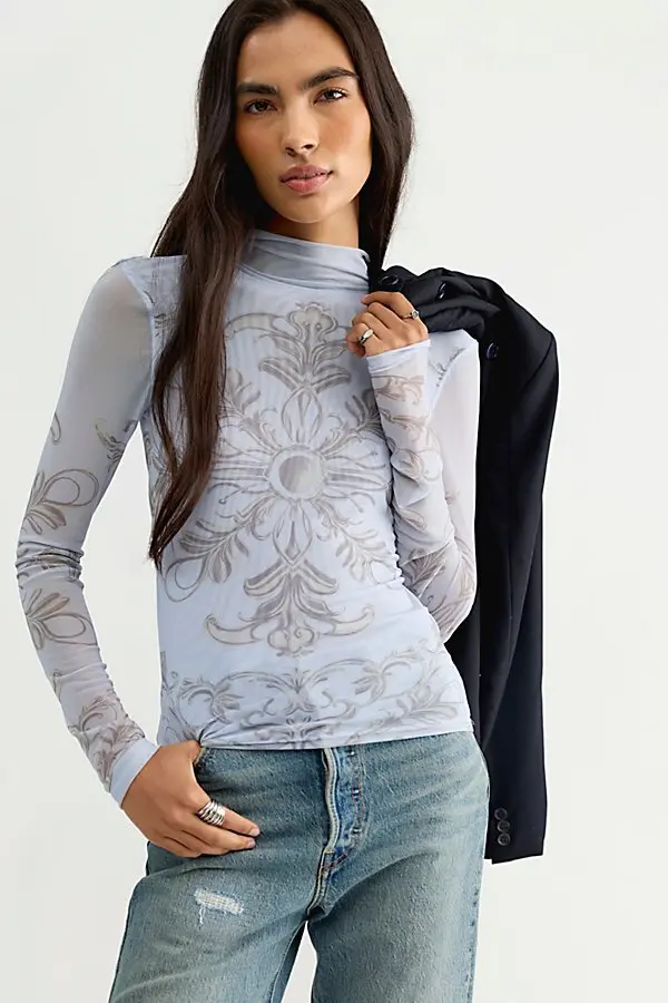Free People Jessa Long Sleeve Top - Ice Combo