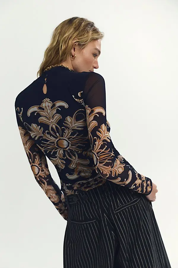 Free People Jessa Long Sleeve Top - Navy Combo