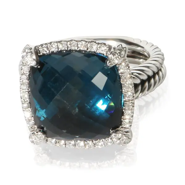 David Yurman Sterling Silver Topaz And Diamond Chatelaine Ring - Sterling_silver