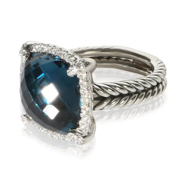 David Yurman Sterling Silver Topaz And Diamond Chatelaine Ring