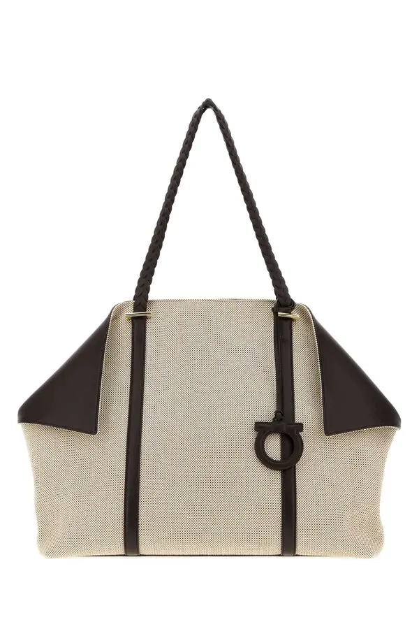 FERRAGAMO Canvas Scarf Shopping Bag - Multicolor