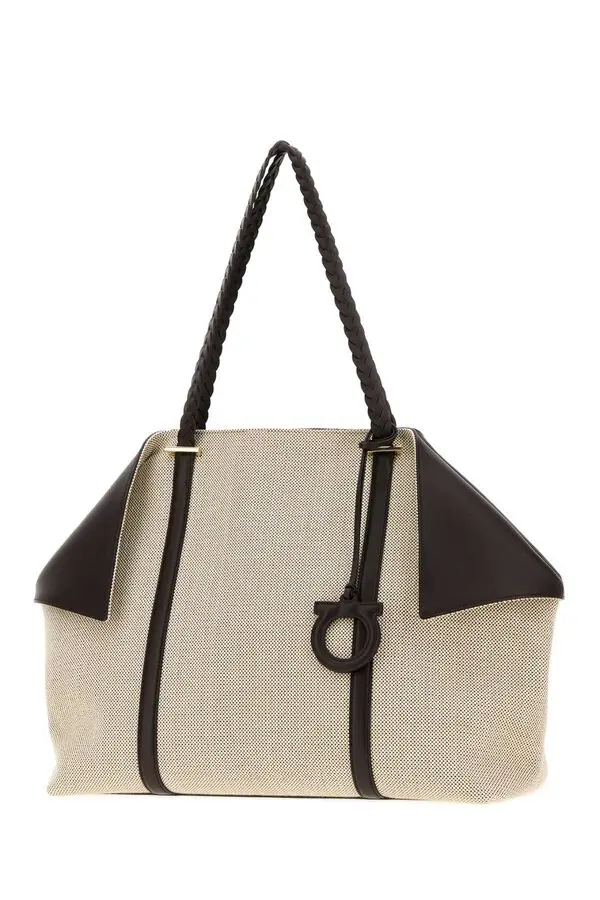 FERRAGAMO Canvas Scarf Shopping Bag - Multicolor