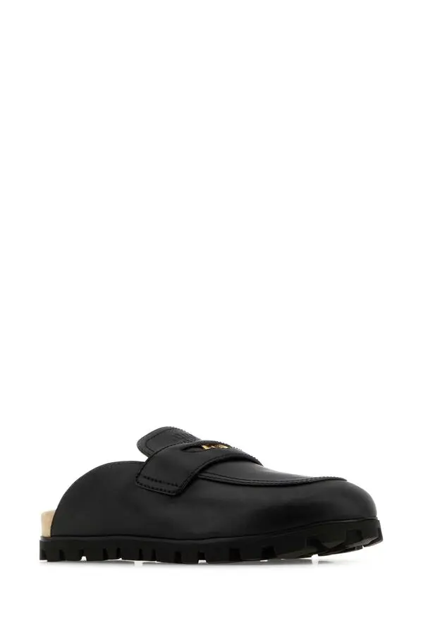 Miu Miu Leather Slippers - Black