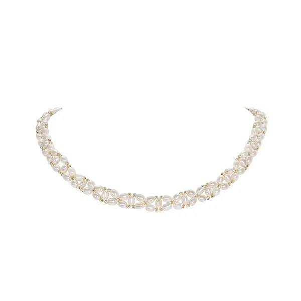 RETRO CHIC White / Gold Princess Anna Pearl Necklace