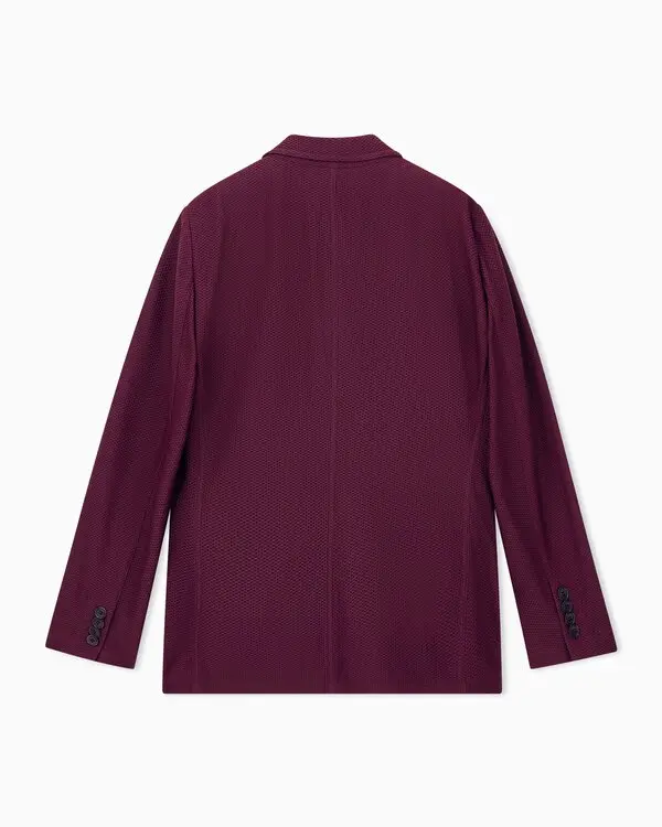 Giorgio Armani Single-breasted Jacket In Embossed Mesh - Burgundy