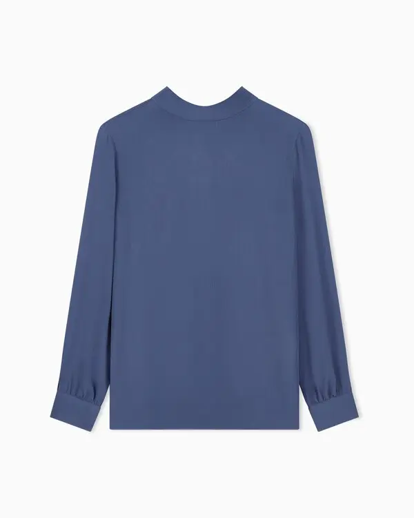 Giorgio Armani Shirt Cashmere Regular Fit Silk Triple Georgette - Blue