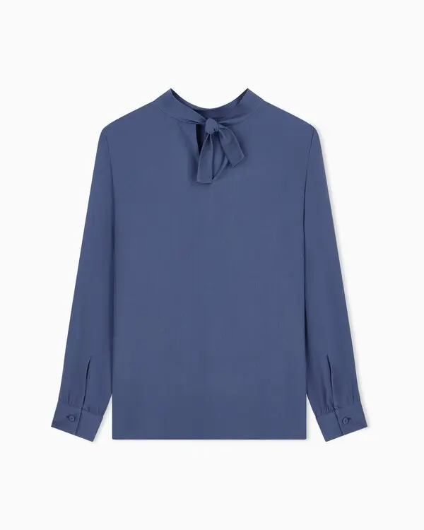 Giorgio Armani Shirt Cashmere Regular Fit Silk Triple Georgette - Blue