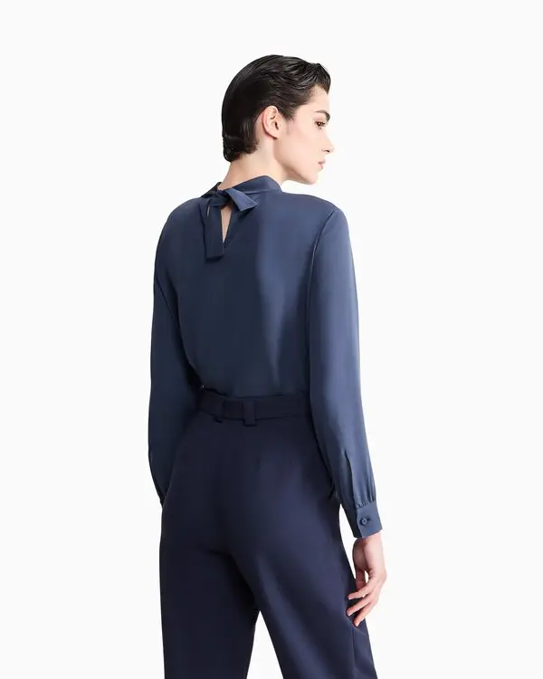 Giorgio Armani Shirt Cashmere Regular Fit Silk Triple Georgette - Blue