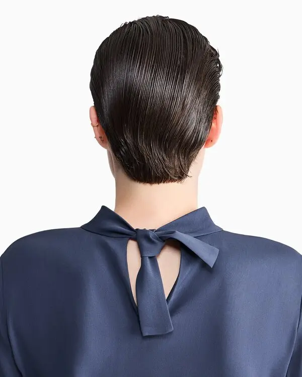 Giorgio Armani Shirt Cashmere Regular Fit Silk Triple Georgette - Blue