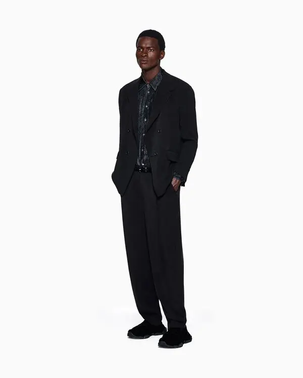Giorgio Armani Double-breasted Jacket In Cupro With A Wavy Bleached Finish