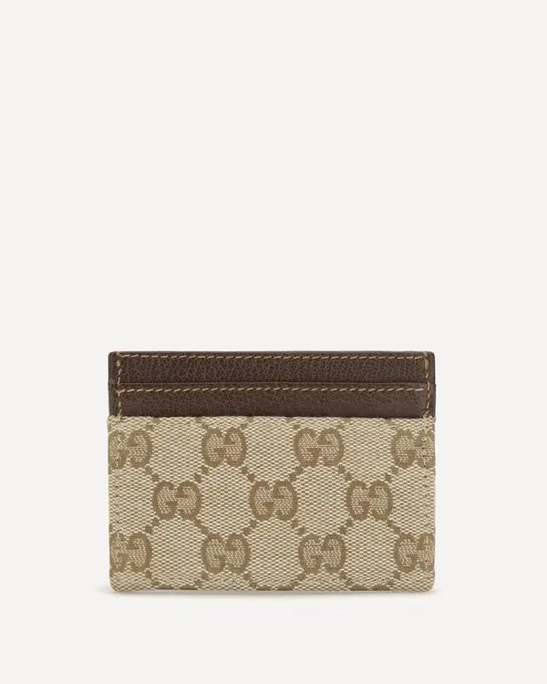 Gucci Gg Monogram Card Holder With Logo Plaque