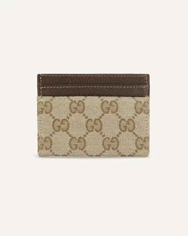 Gucci Gg Monogram Card Holder With Logo Plaque