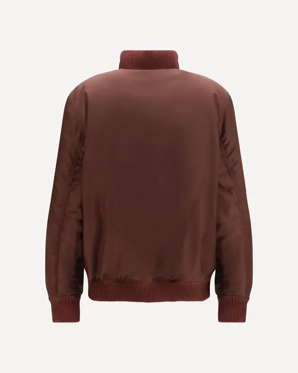 Off-White Embroidered Logo Nylon Bomber Jacket - Bordeaux