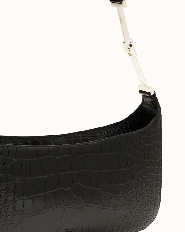 TOM FORD Small Crocodile-print Shoulder Bag - Black