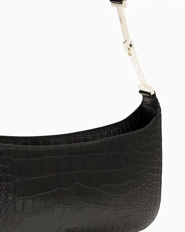 TOM FORD Small Crocodile-print Shoulder Bag - Black