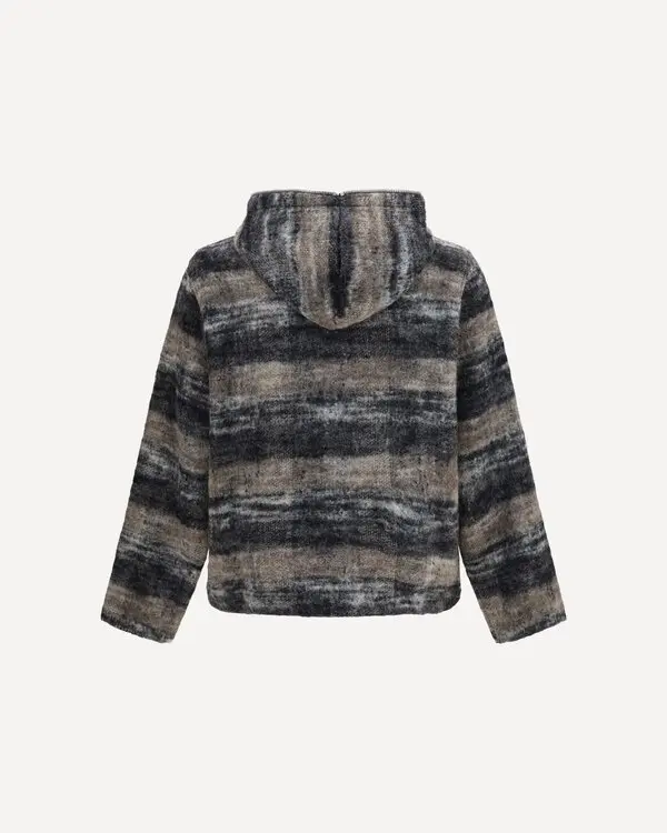 Our Legacy Hooded Checked Knit Sweatshirt - Grey