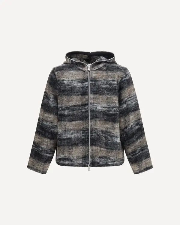 Our Legacy Hooded Checked Knit Sweatshirt - Grey