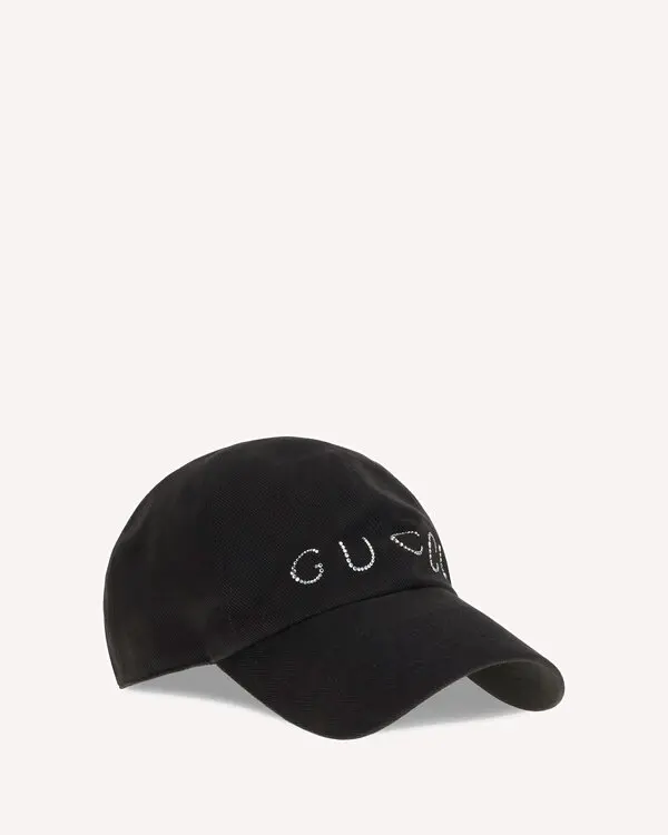 Gucci Rhinetone Logo Baeball Cap - Black