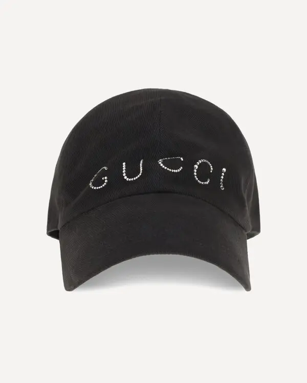 Gucci Rhinetone Logo Baeball Cap - Black
