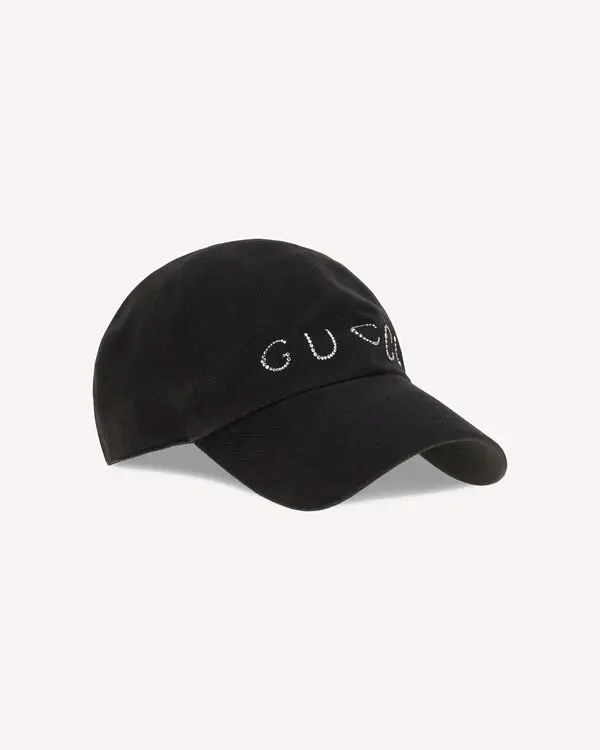 Gucci Rhinetone Logo Baeball Cap - Black