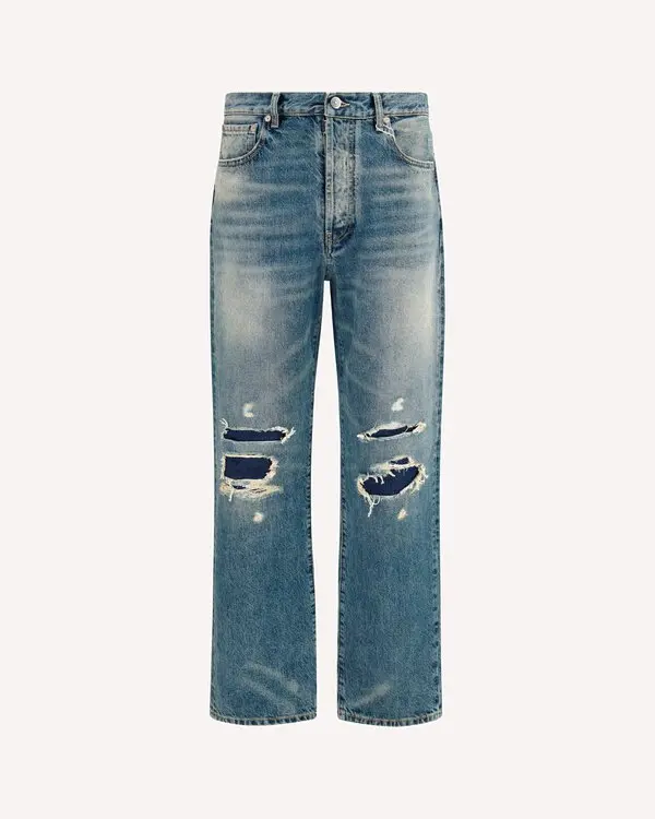 MAISON MARGIELA Straight-leg Ripped Jeans - Light Blue