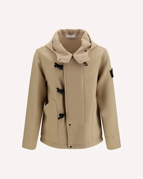 Stone Island Wool And Cashere Jacket With Wooden Buttons Ale - Beige