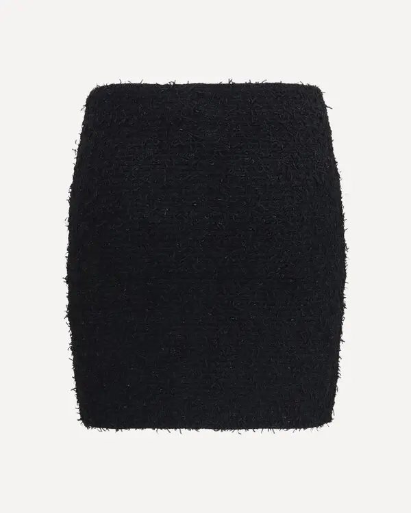 Balmain Tweed Mini Skirt With Logo Buttons