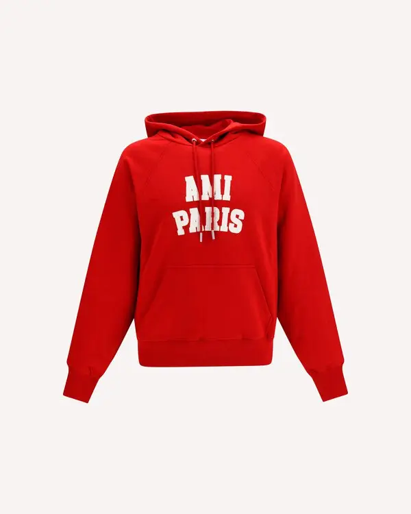 AMI Paris Embroide Cotton Hoodie Mae