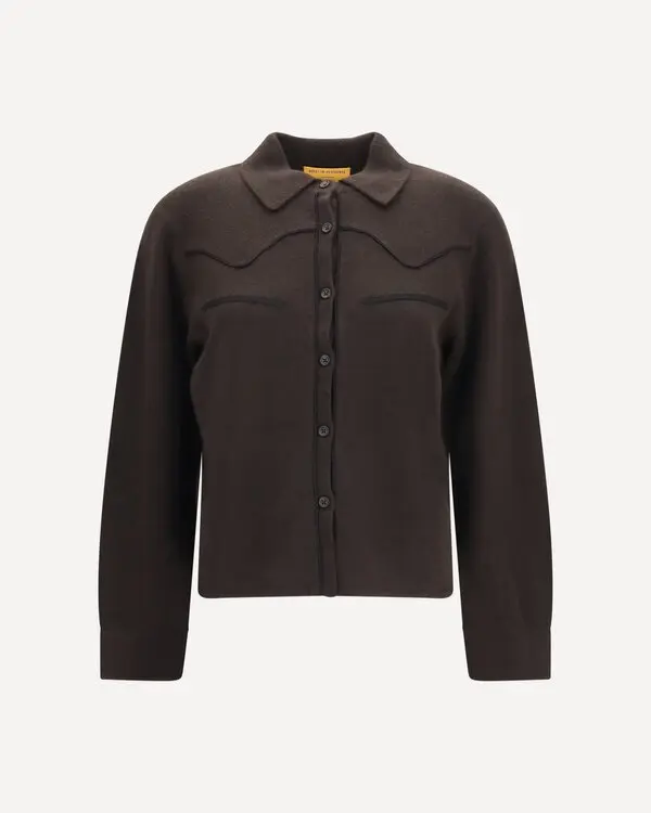 Guest In Residence Cropped Wetern Cahmere Hirt - Brown