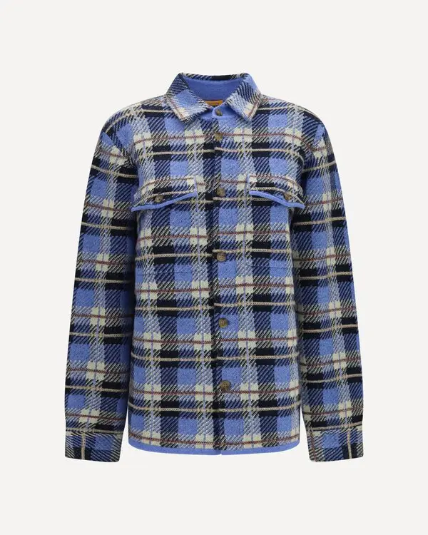 Guest In Residence Checked Cashere Shirt Feale - Light Blue