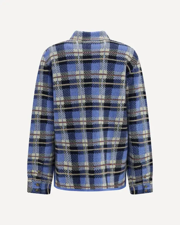 Guest In Residence Checked Cashere Shirt Feale - Light Blue