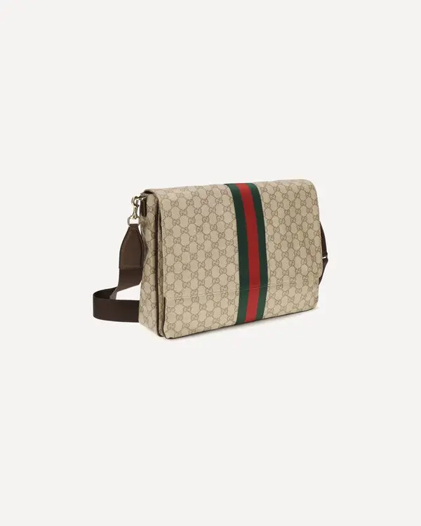 Gucci Medium Web Stripe Shoulder Bag - Beige