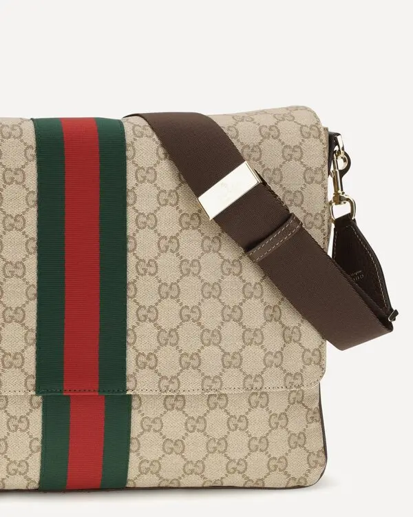 Gucci Medium Web Stripe Shoulder Bag - Beige