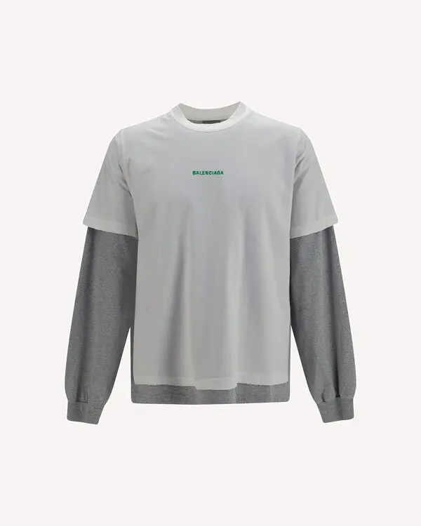 Balenciaga Double-sleeve Cotton T-shirt Ale
