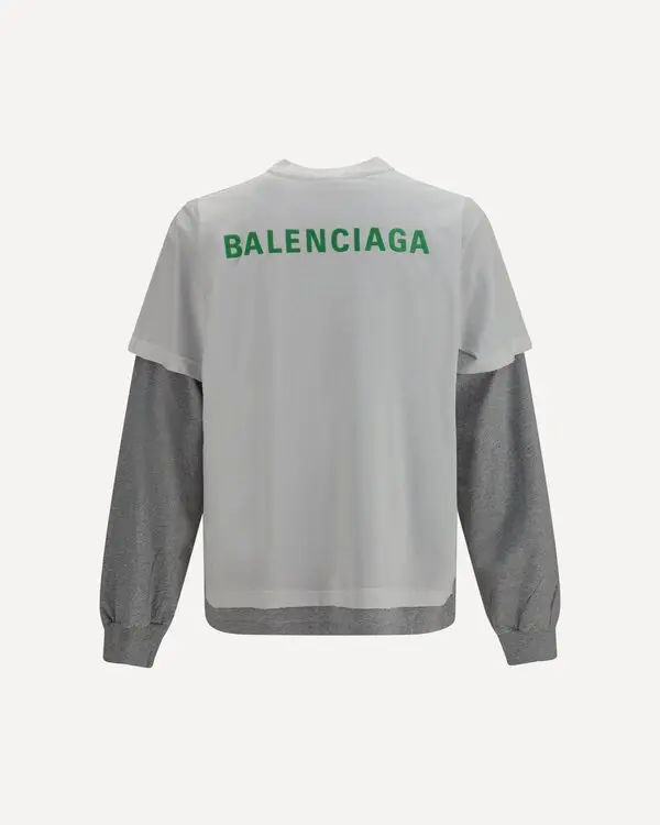 Balenciaga Double-sleeve Cotton T-shirt Ale