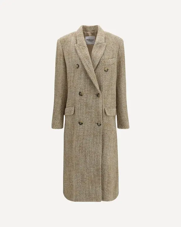 MARANT ETOILE Pilda Herringbone Wool-blend Coat