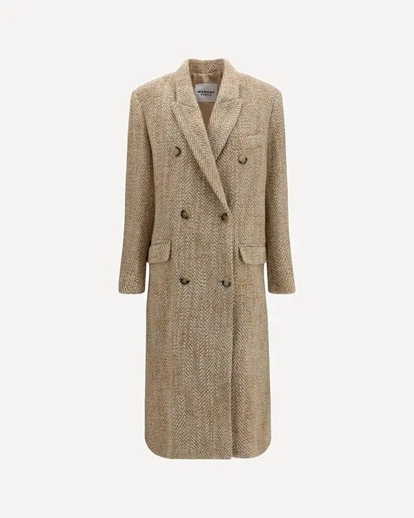 MARANT ETOILE Pilda Herringbone Wool-blend Coat